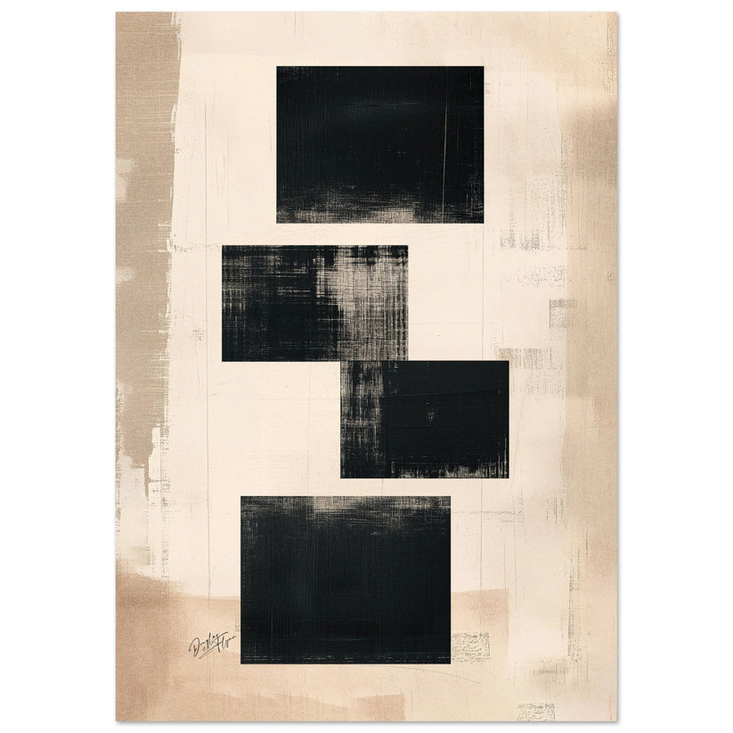 »Four Black Boxes«, poster med abstrakta former – Unreal Retro